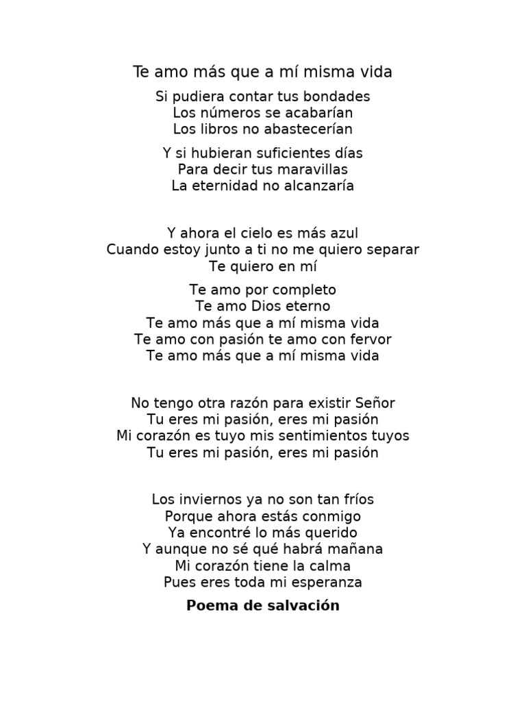 Te Amo Más Que A Mí Misma Vida | PDF