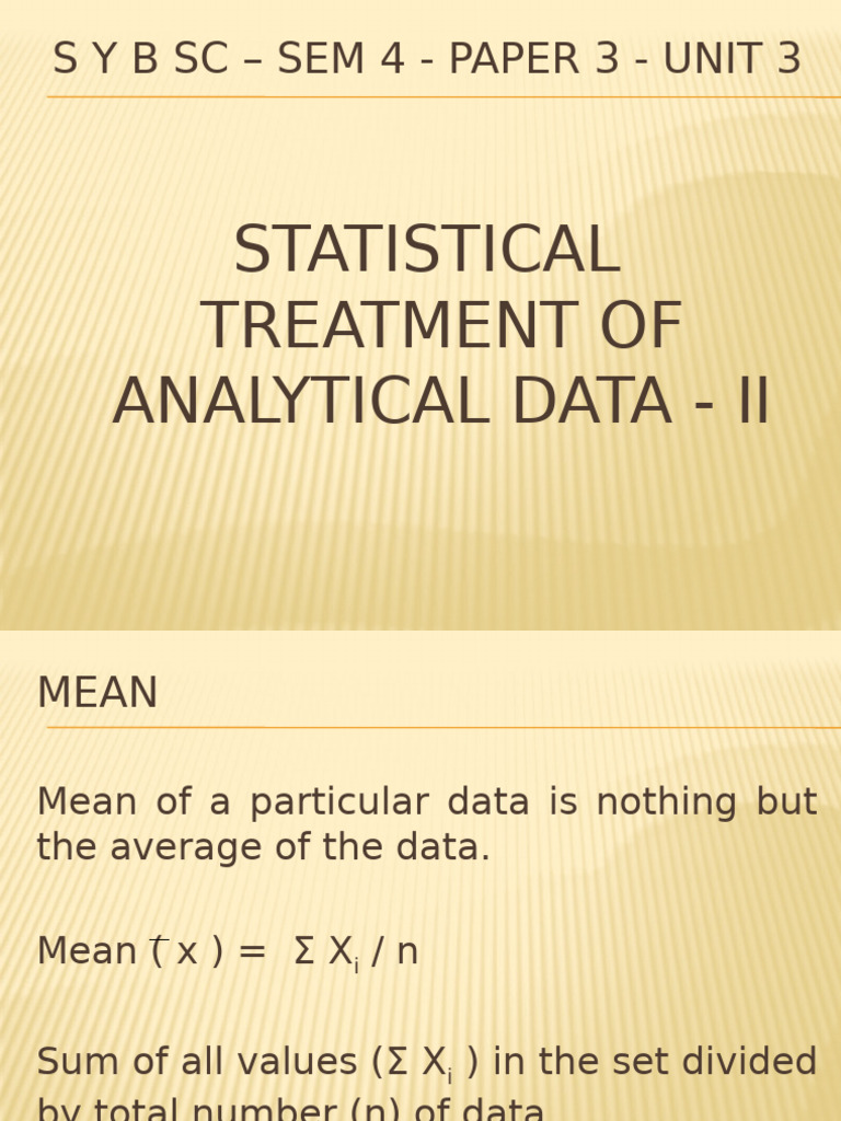 S Y B SC - SEM 4 - Statistical Treatment. | PDF | Standard Deviation | Normal Distribution