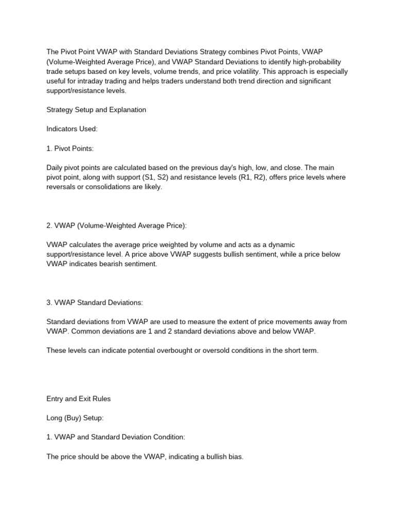 The Pivot Point VWAP with Standard Deviations Strategy combines Pivot ...