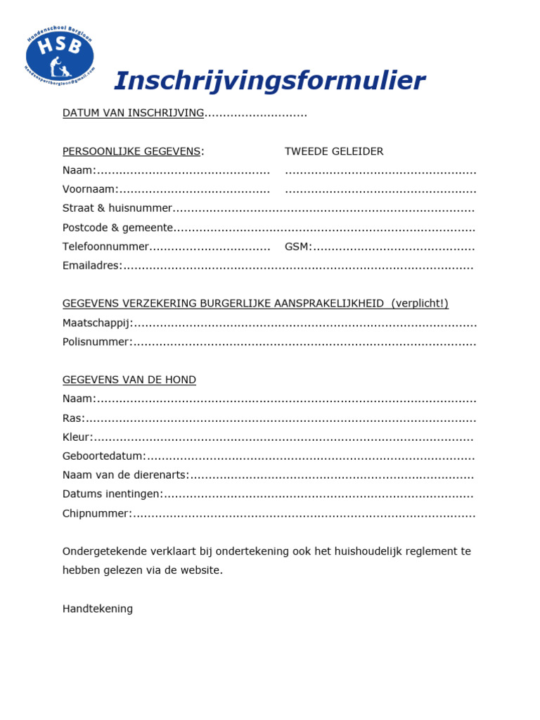 Inschrijvingsformulier | PDF