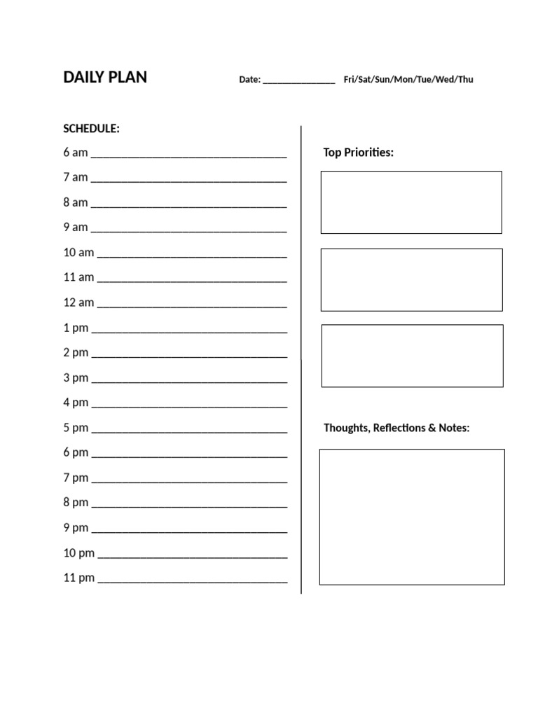 DAILY PLAN | PDF