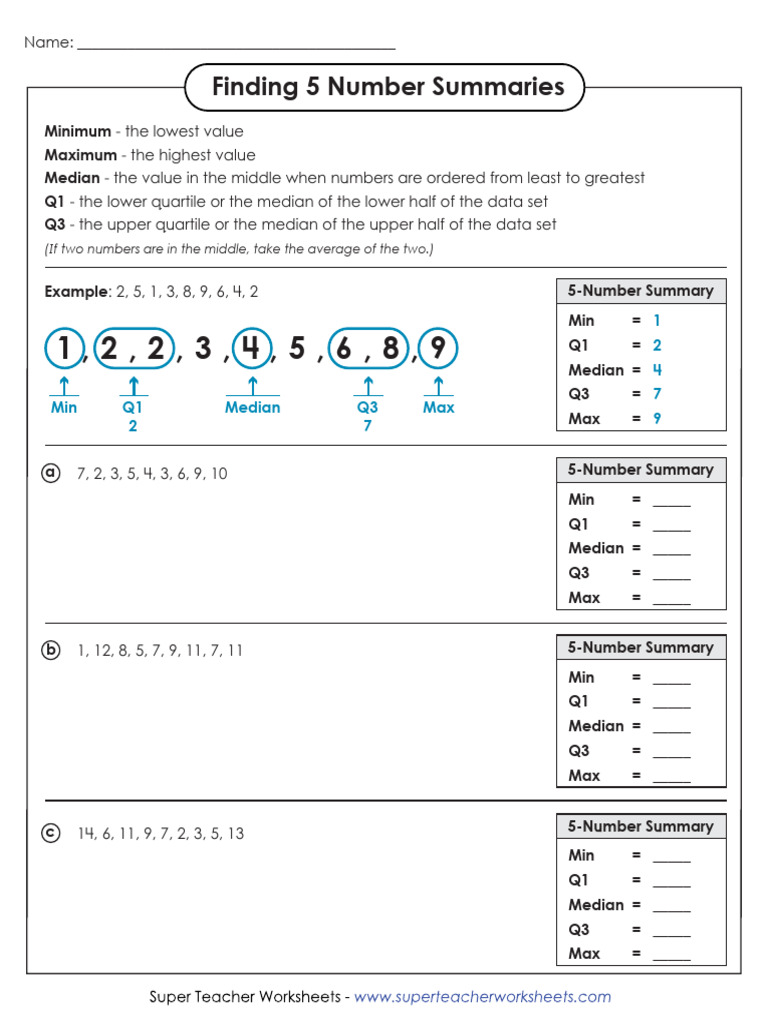 Finding 5 Number Summaries Basic - BASIC | PDF | Robust Statistics