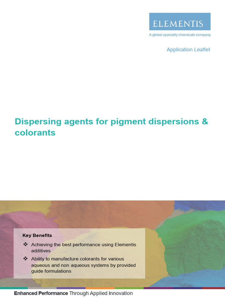 0102010311 Colorants Dispersants EMEA | PDF | Paint | Pigment