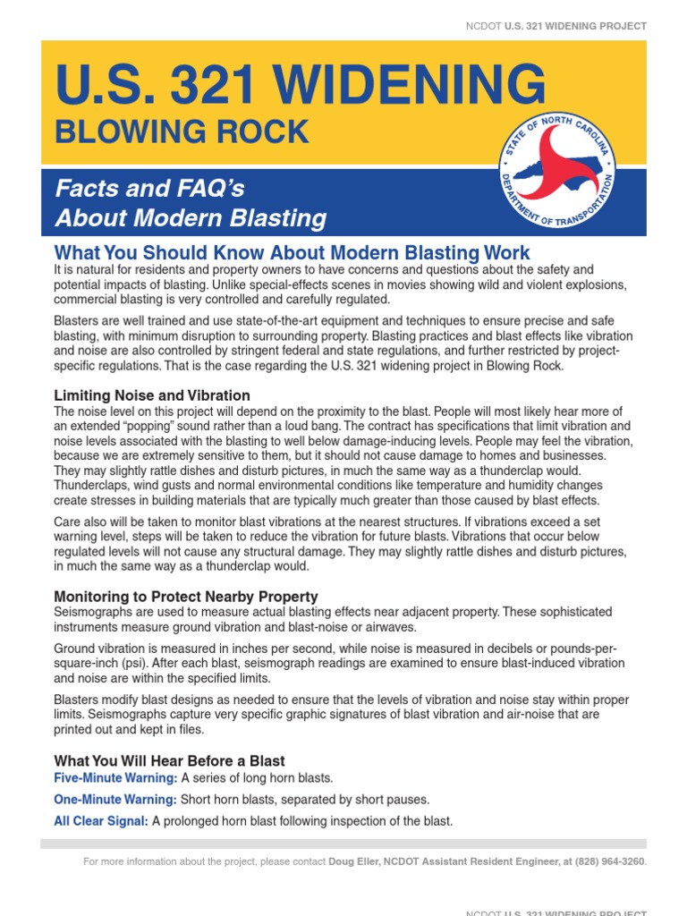 US 321 Blasting Fact Sheet PS | PDF | Noise | Explosion