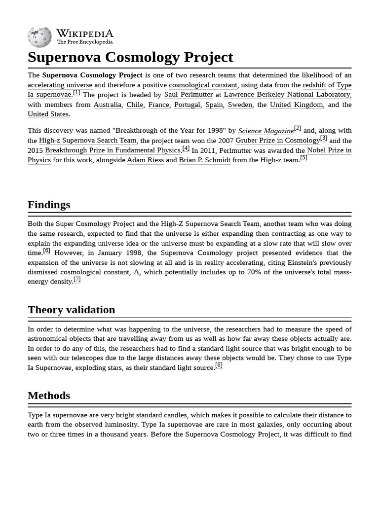 Supernova Cosmology Project | PDF | Physical Sciences | Nature