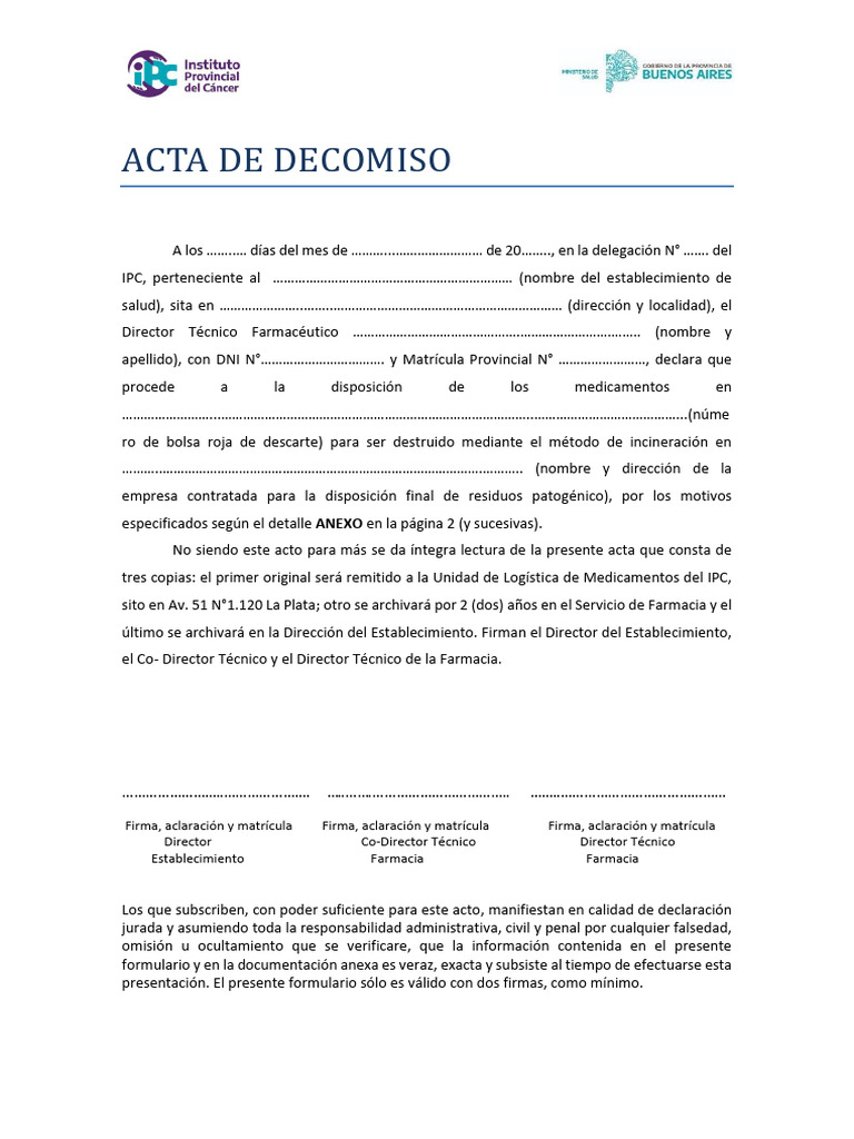Acta de Decomiso 1 | PDF | Farmacia