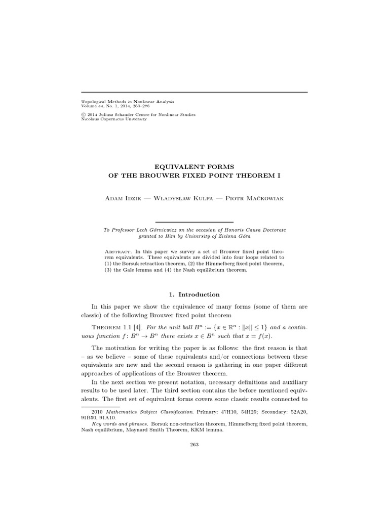 Brouwer Fpt-Equivalent Froms | PDF | Continuous Function | Function (Mathematics)