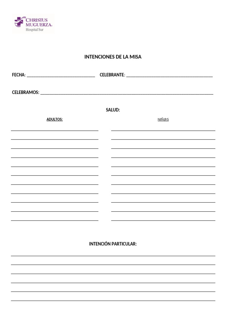 Intenciones Misa | PDF