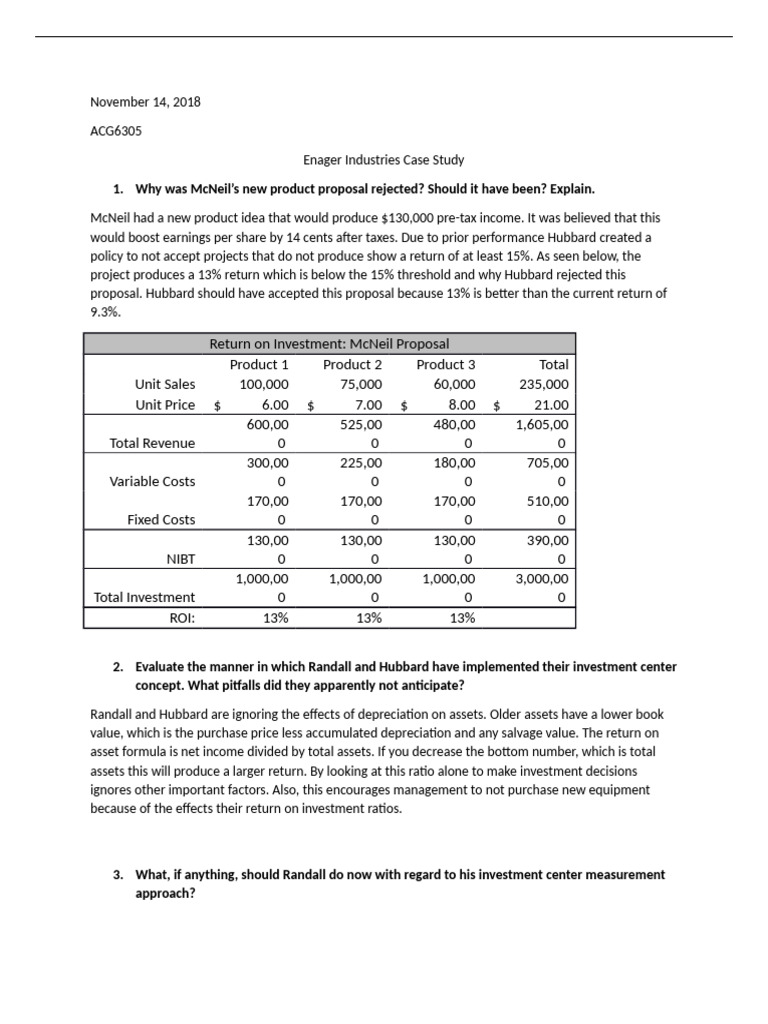 Enager Industries Word | PDF | Depreciation | Investing