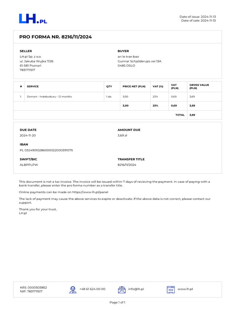 Proforma 8216 11 2024 | PDF