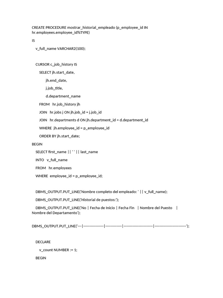 CREATE PROCEDURE mostrar | PDF