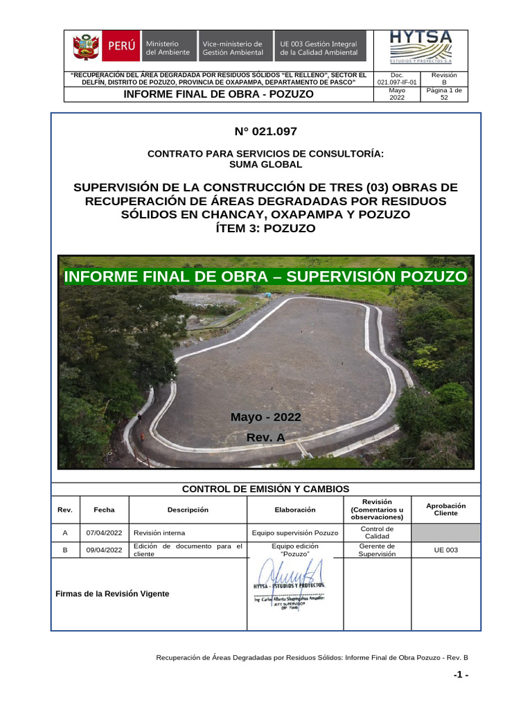 Informe Final de Obra - Pozuzo | PDF | Banco Interamericano de ...