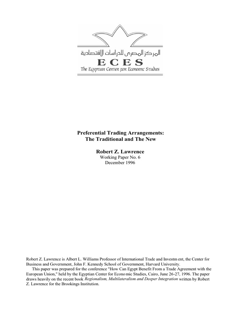 Preferential Trading Arrangements The Traditional and The New WP6 ...