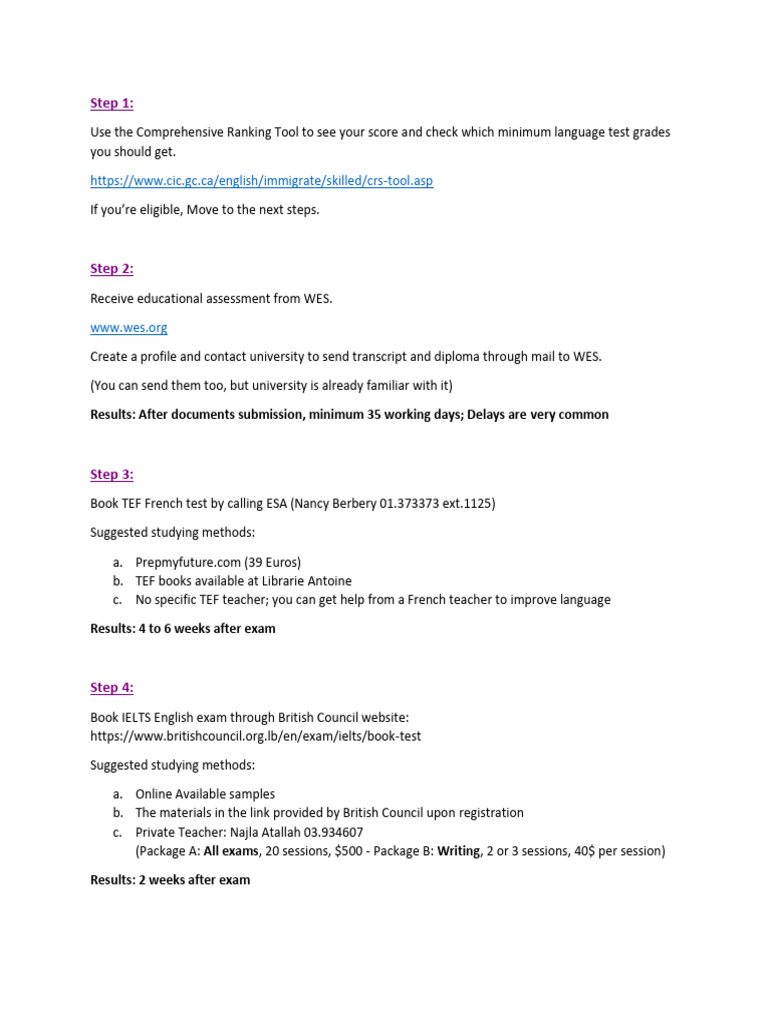 Express Entry Application Steps | PDF
