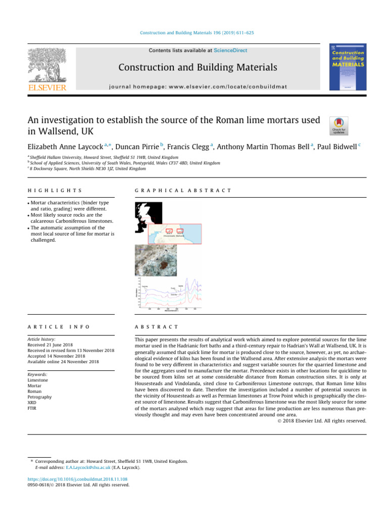 An investigation to establish the source of the Roman lime mortars used ...