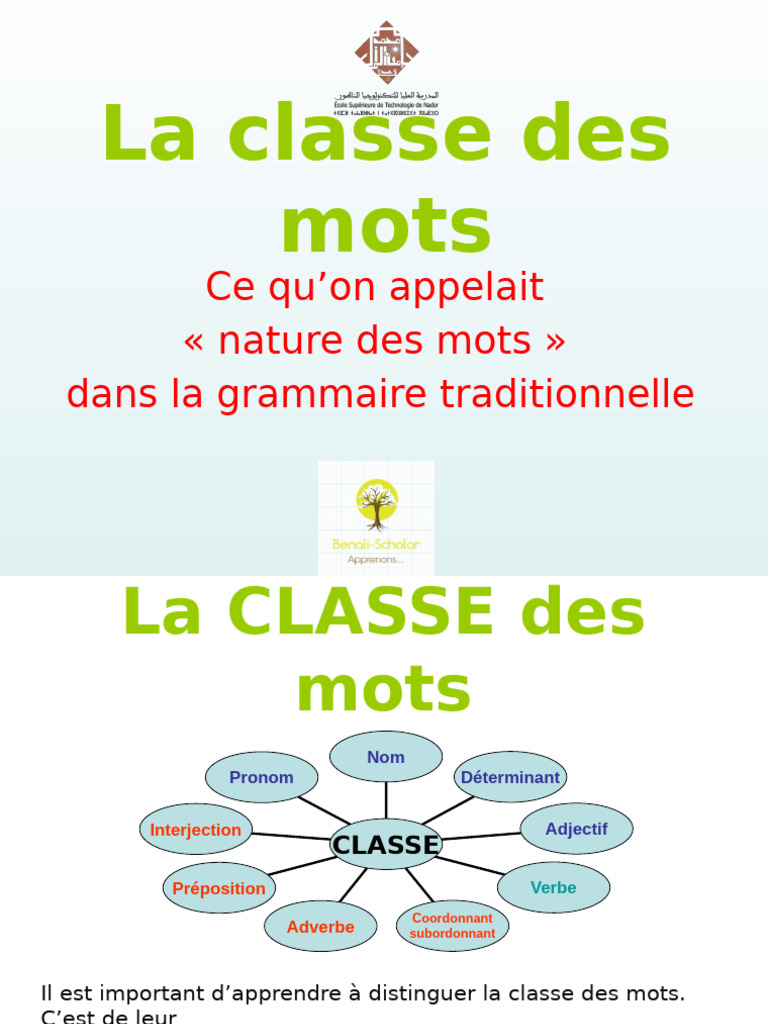 la-classe-des-mots cpku | PDF | Nom (grammaire) | Pronom