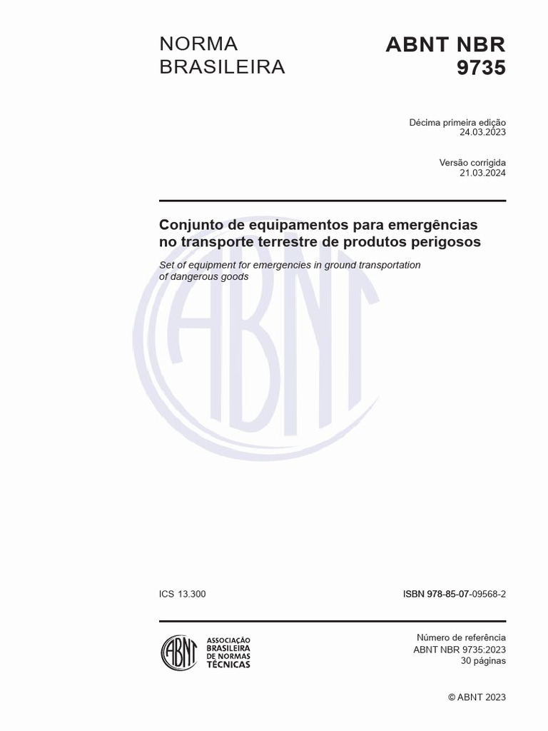 Abnt NBR 9735 | PDF | Dióxido de enxofre | Embalagem e rotulagem