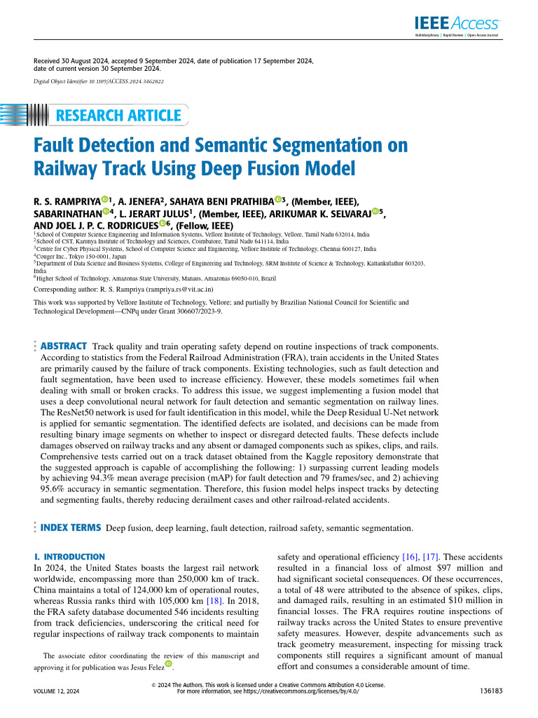 Fault Detection and Semantic Segmentation On Railway Track Using Deep Fusion Model | PDF | Image ...
