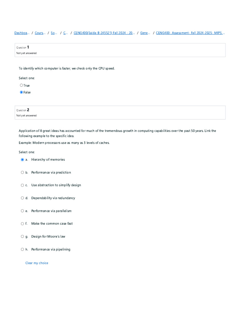CENG400 - Assessment - Fall 2024-2025 - MIPS V3 - EMS2 | PDF