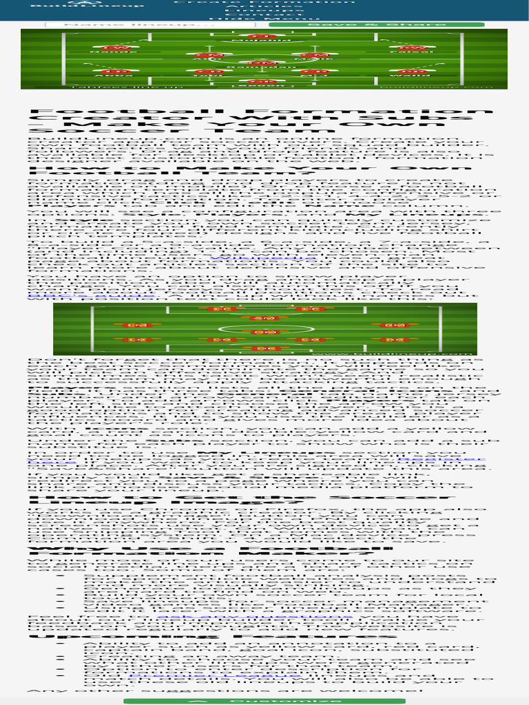Football Formation Creator - Make Your Team and Share Tactics | PDF ...
