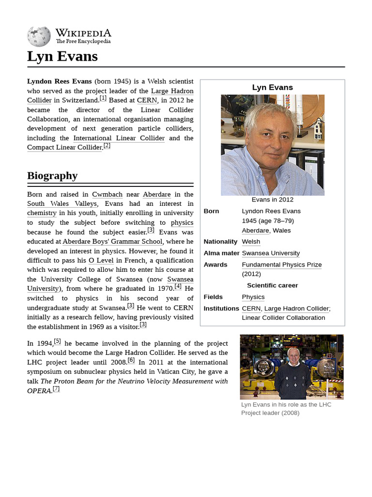 Lyn_Evans | PDF | Experimental Physics | Quantum Field Theory