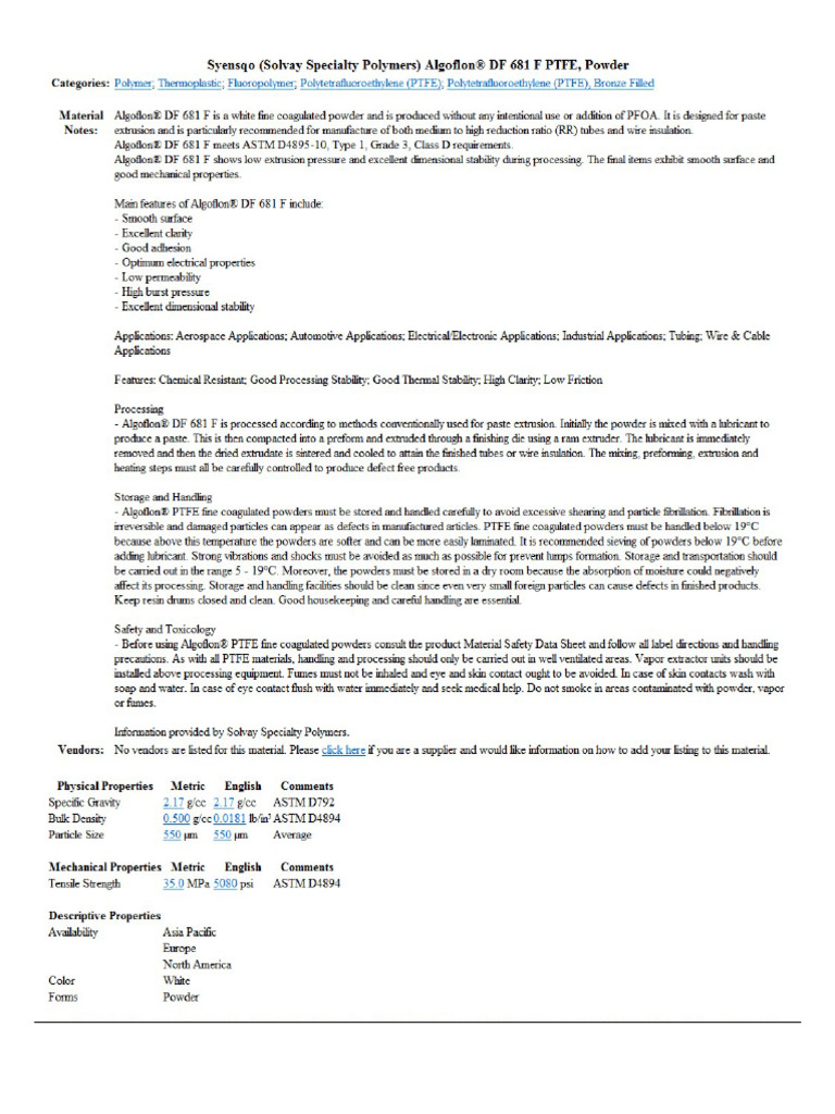 Algoflon DF681 | PDF