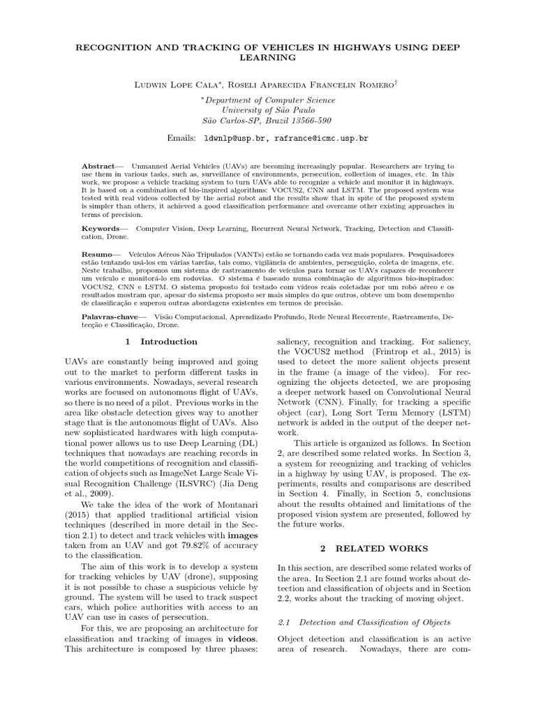 Recognition and Tracking of Vehicles in Highways Using Deep Learning, CALA, L L | PDF ...