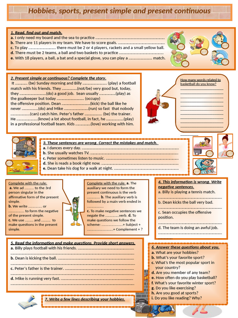 Hobbies and Sports: Grammar Practice | PDF | Linguistic Morphology ...