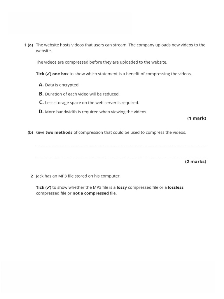 Data Storage-And Compression Questions | PDF | Data Compression | Computer File