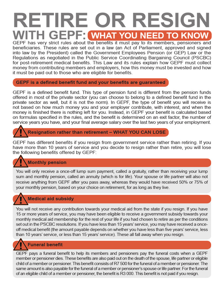 Retire-or-Resign-with-GEPF- | PDF | Defined Benefit Pension Plan | Pension