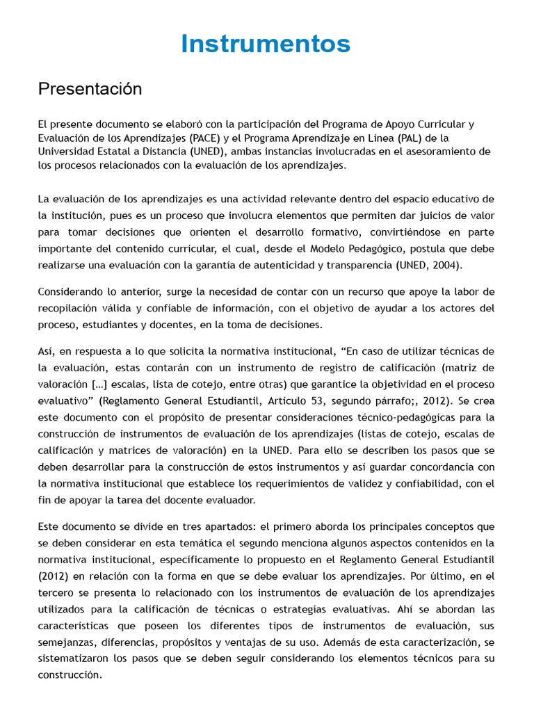 Instrumentos de Evaluación: Listas de Cotejo, Escalas de Calificación y Rúbricas | PDF ...