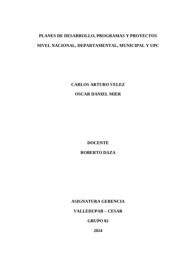 GERENCIA Planes Programas y Proyectos en Colombia | PDF | Agricultura | Iniciativa empresarial