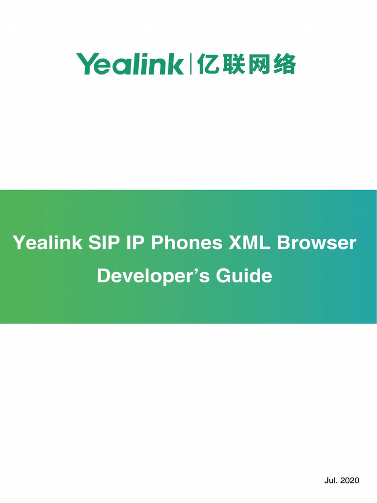 Yealink SIP IP Phones XML Browser Developer's Guide V1.1 | PDF | Xml | World Wide Web