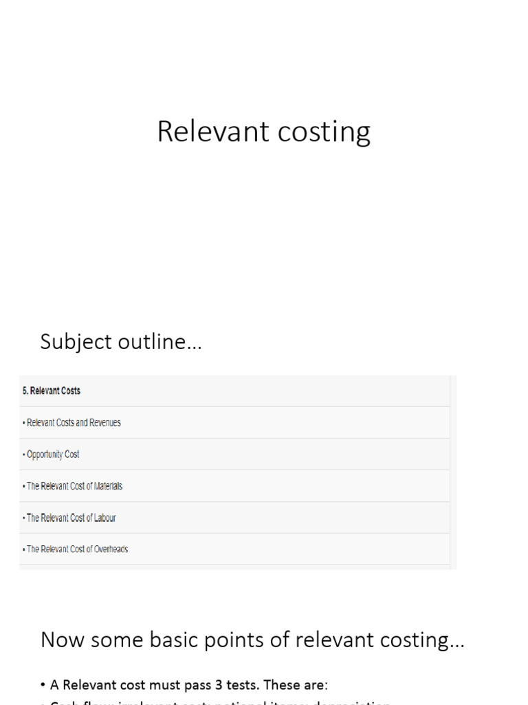 Relevant Costing Concept File Part 1 | PDF