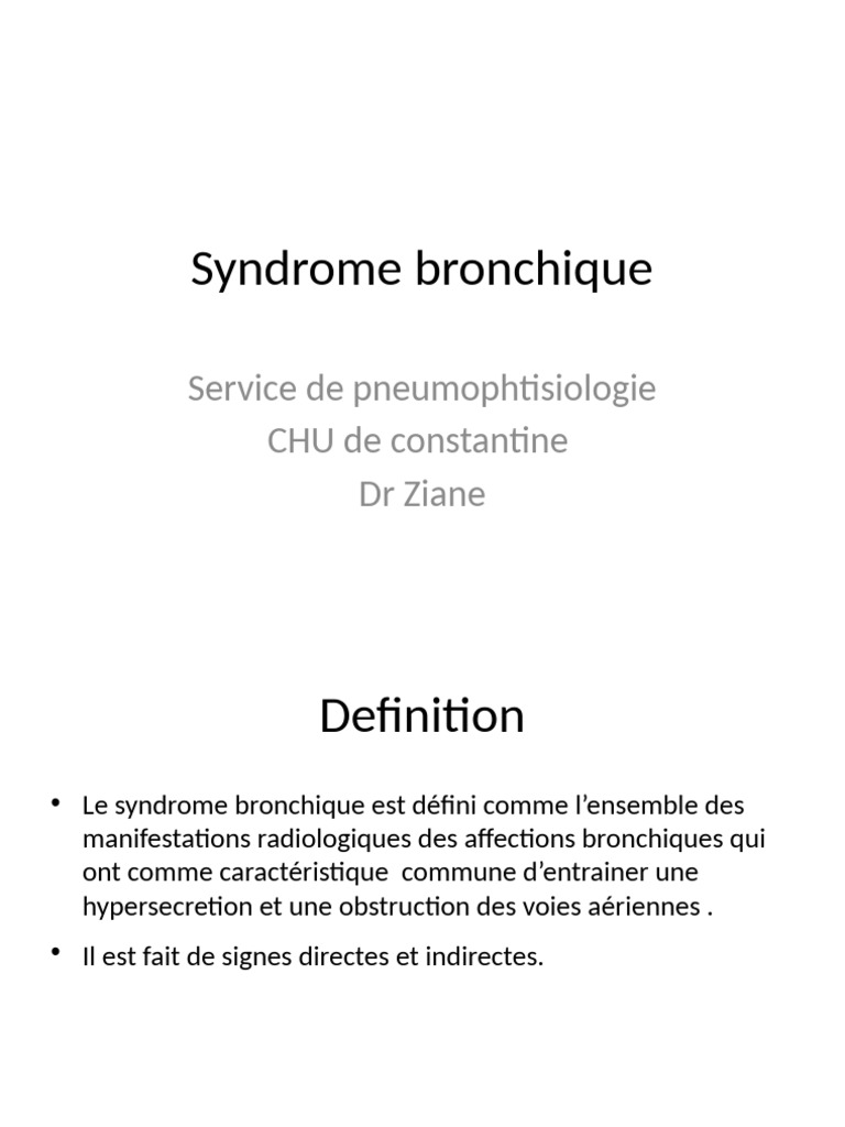 Pneumo4an TD-SD Bronchique2018ziane | PDF | Respiration | Poumon