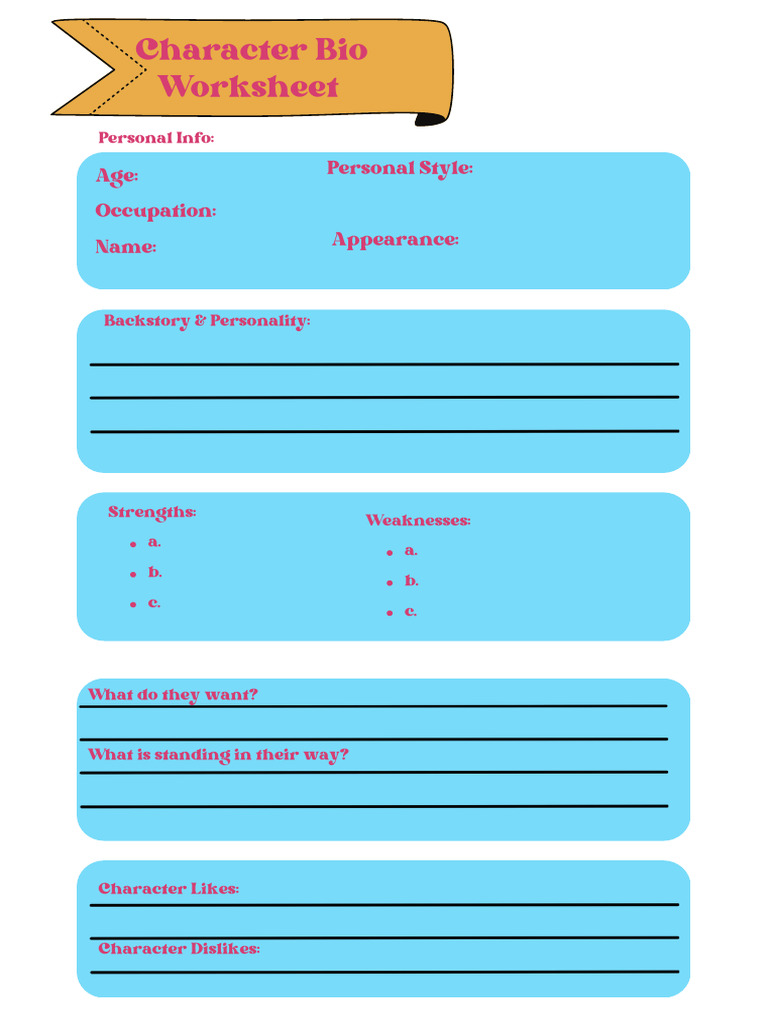 Character Biography Worksheet | PDF