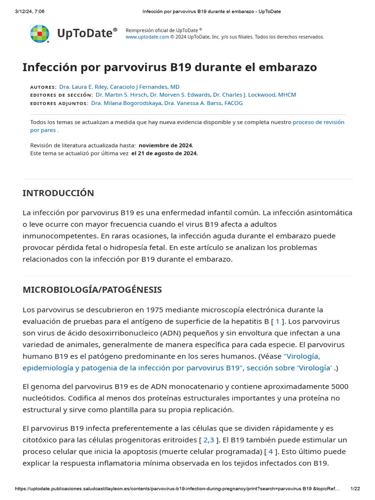 PV B19-3-EMBARAZO - UpToDate 24 | PDF | Virus | El embarazo