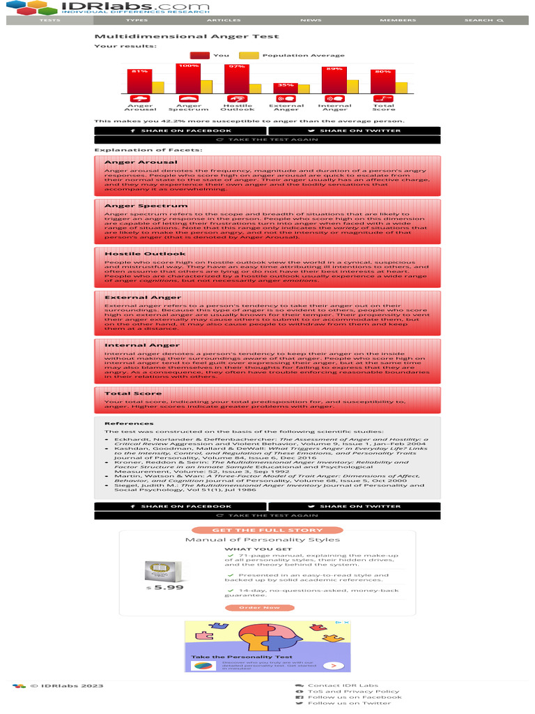 Multidimensional Anger Test | PDF | Anger | Emotions