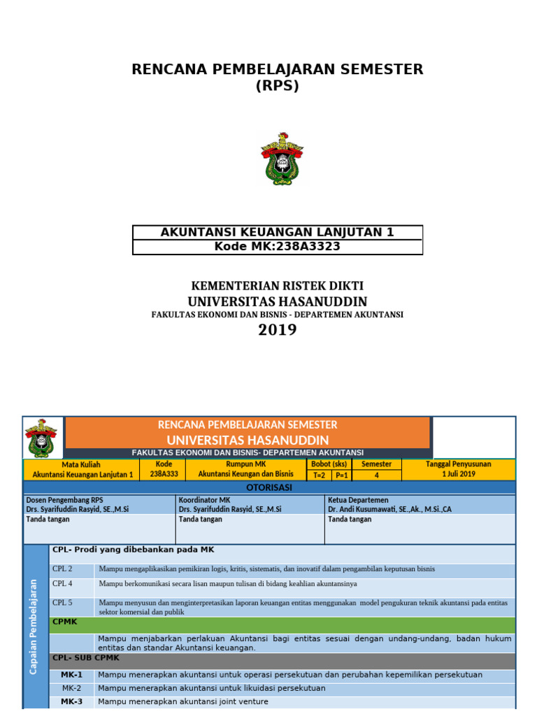10 - RPS-Akuntansi Keuangan Lanjutan I REV | PDF
