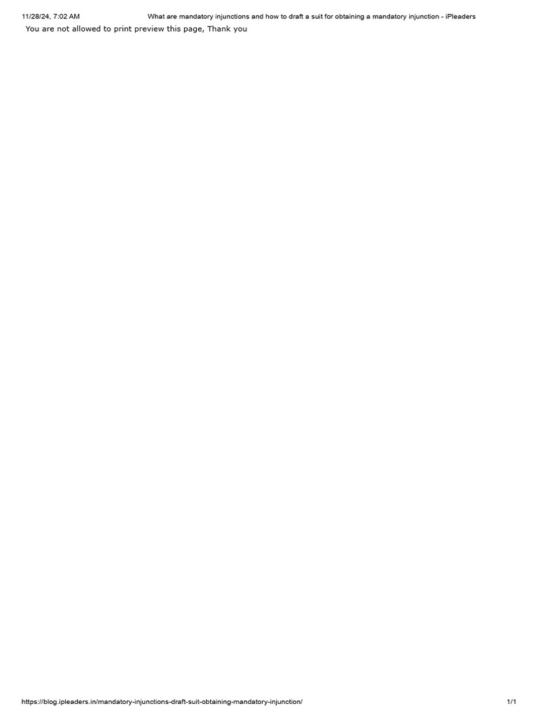 Wmandatory Injunctions and How To Draft A Suit For Obtaining A Mandatory Injunction - IPleaders ...