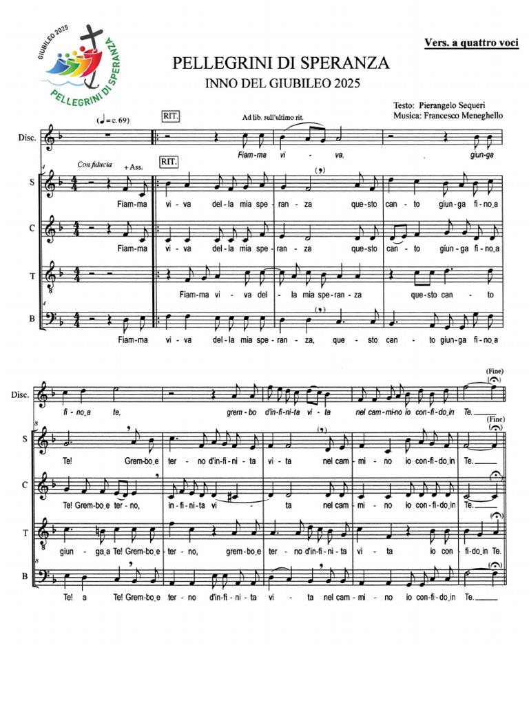 Inno Giubileo 2025 Coro 4vd | PDF