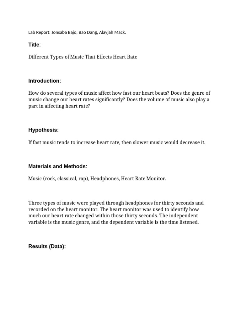 Music and Heart Rate | PDF