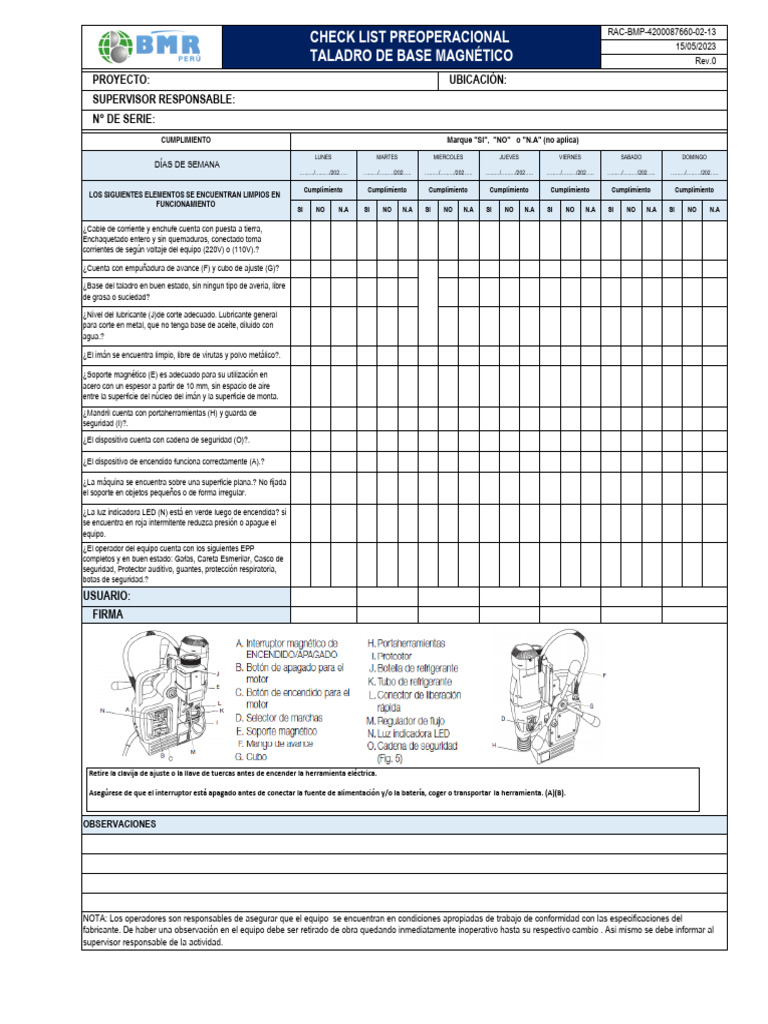RAC-BMP-4200087660-02 - 23 Check List de Taladro Magnetico | PDF ...