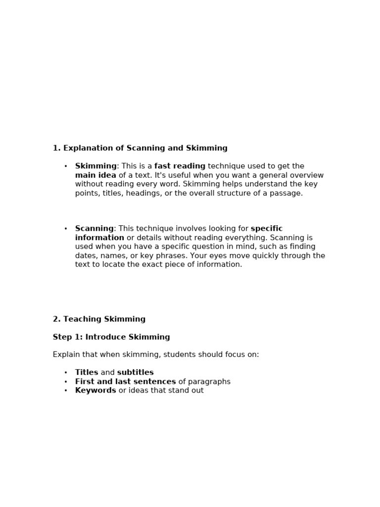 Scan Skim Explanation Students Copy4 | PDF | Speed Reading | Human Communication