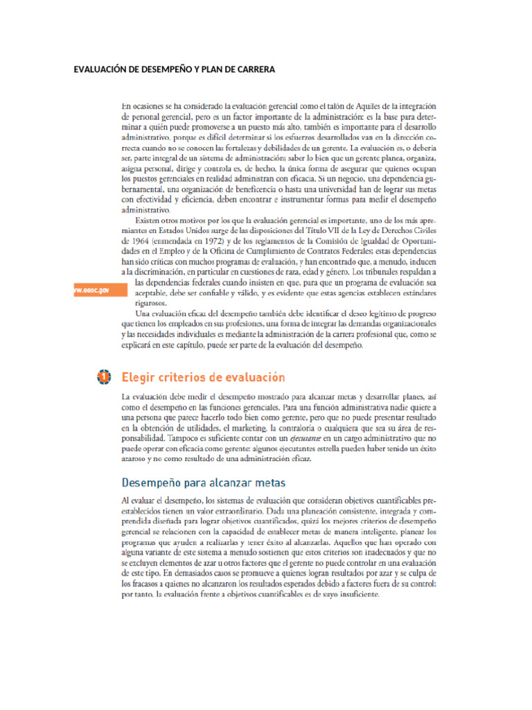Evaluación de Desempeño y Plan de Carrera | PDF