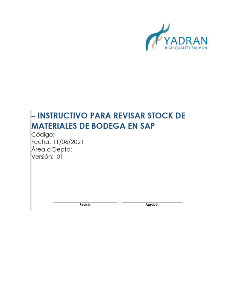 Instructivo para Revisar Stock de Materiales de Bodega en SAP | PDF ...