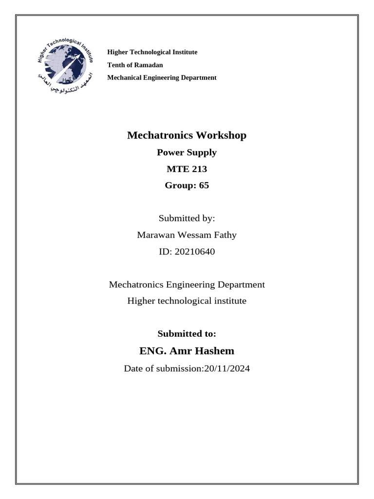 Mechatronics Workshop | PDF