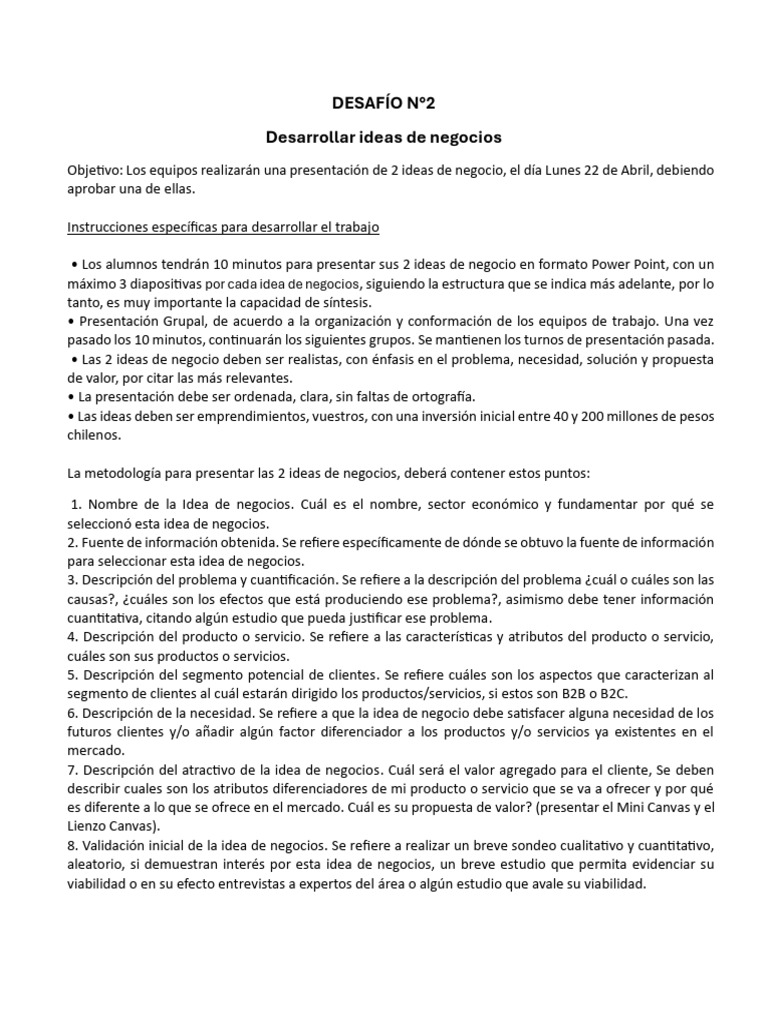 DESAFÍO 2 Enunciado cc | PDF | Business | Economias