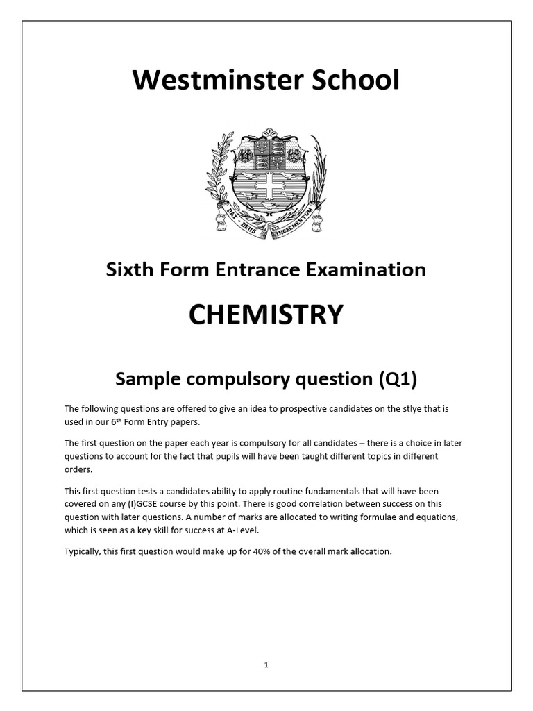 Sample Compulsory Chemistry Question | PDF | Magnesium | Atoms