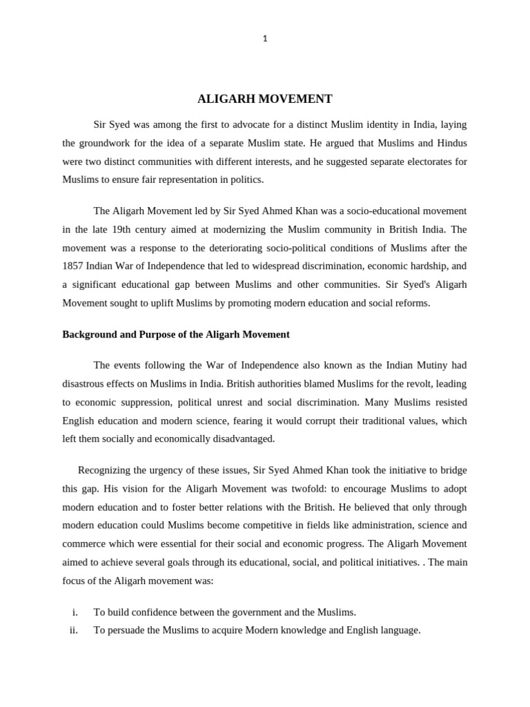 Aligarh Movement: Modernizing Muslims in India | PDF